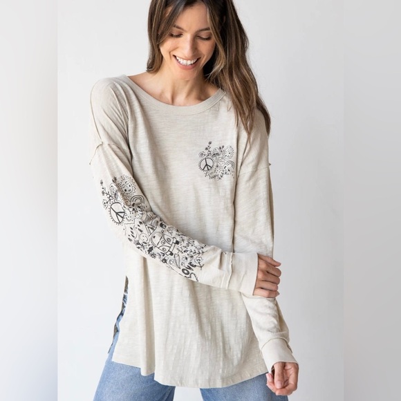 NATURAL LIFE | Tops | Nwot Natural Life Long Sleeve Cotton Doodle Tee ...